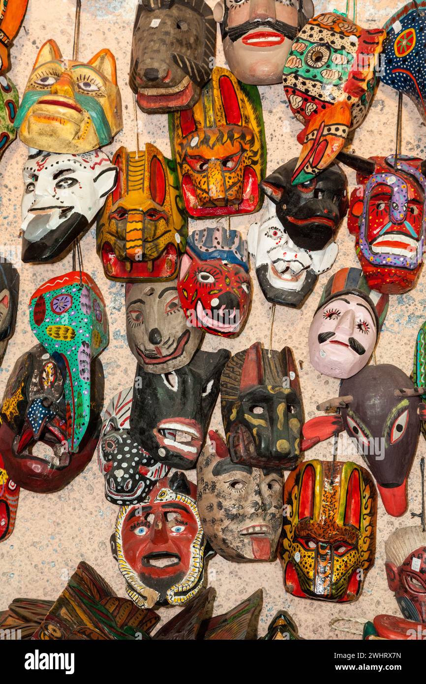 Antigua, Guatemala. Masks of Mythical Maya Figures. Nim Po't ...
