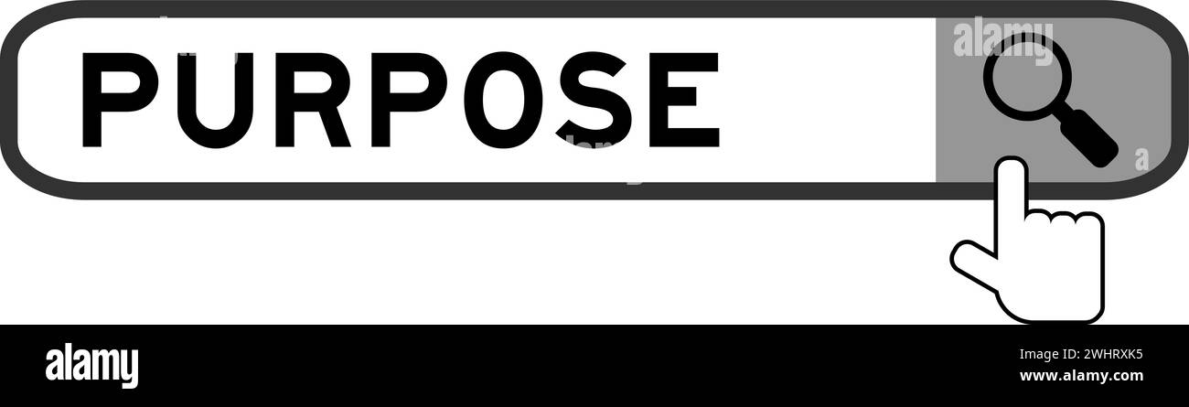 Search banner in word purpose with hand over magnifier icon on white ...