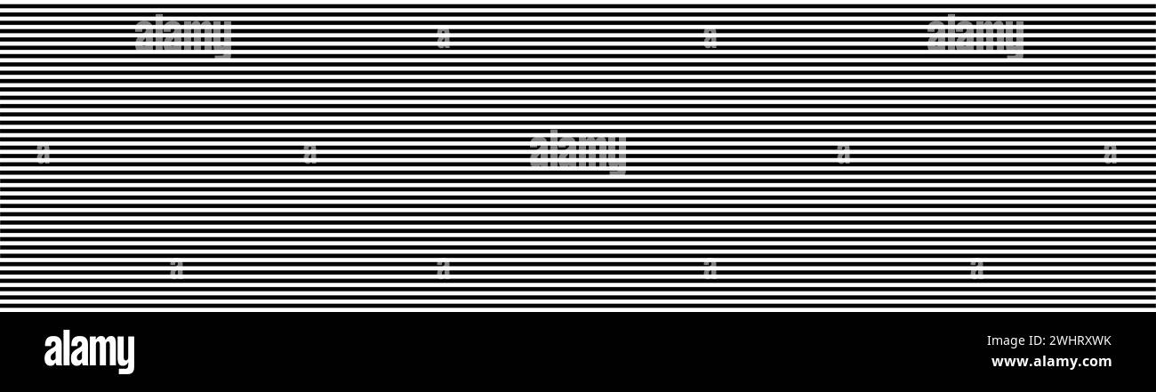 Black and white monochrome horizontal stripes pattern. Wide banner ...