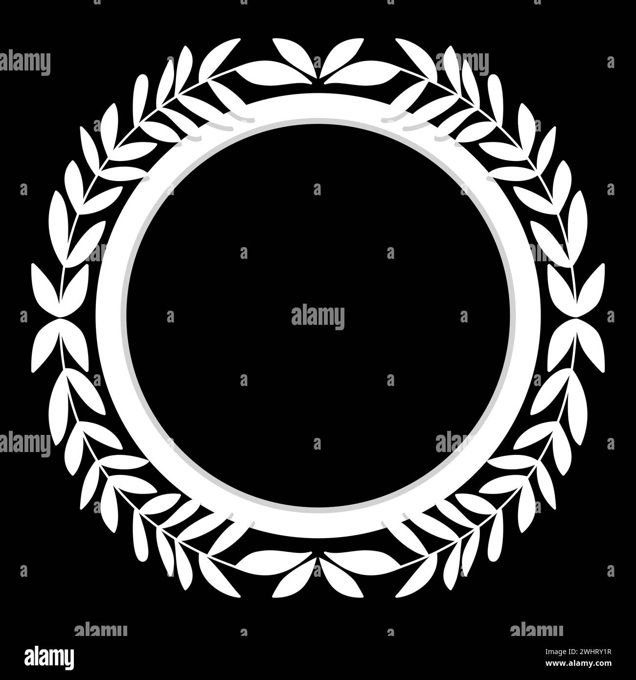 Luxurious white royal laurel leaves crest template, vector illustration ...