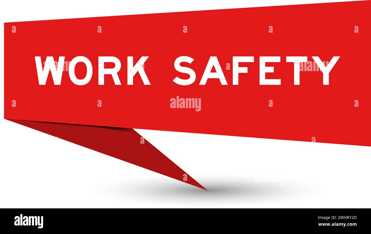 Red color speech banner with word work safety on white background Stock ...