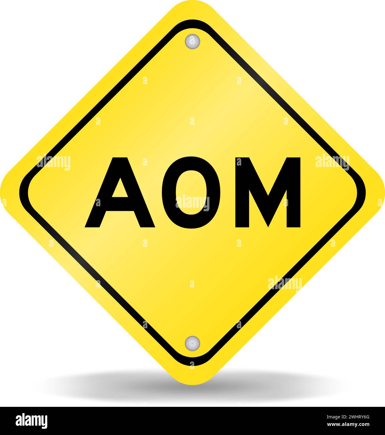Yellow color transportation sign with word AOM (Abbreviation of ...