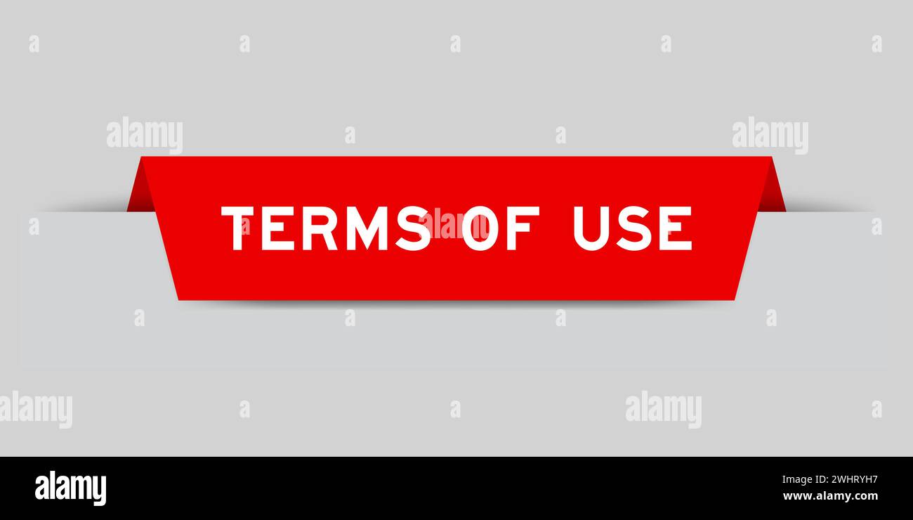 Red color inserted label with word terms of use on gray background ...