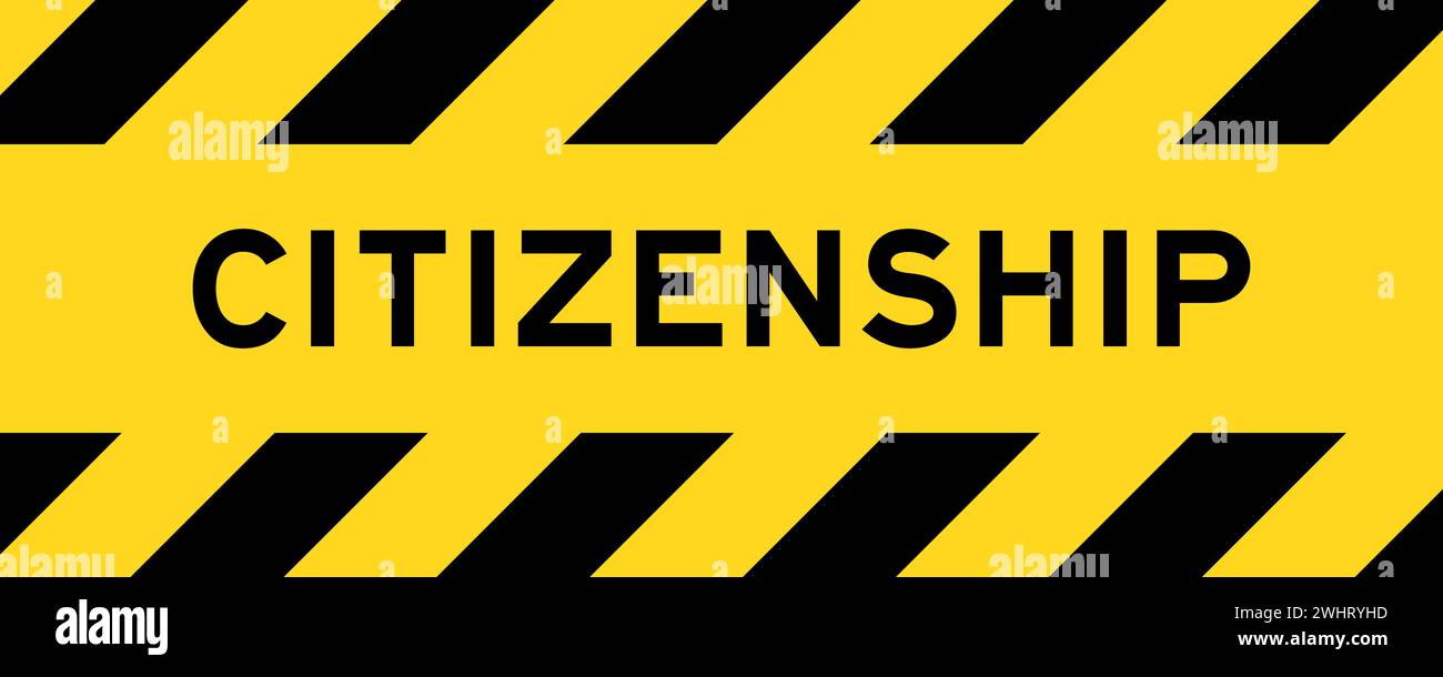 Yellow and black color with line striped label banner with word ...