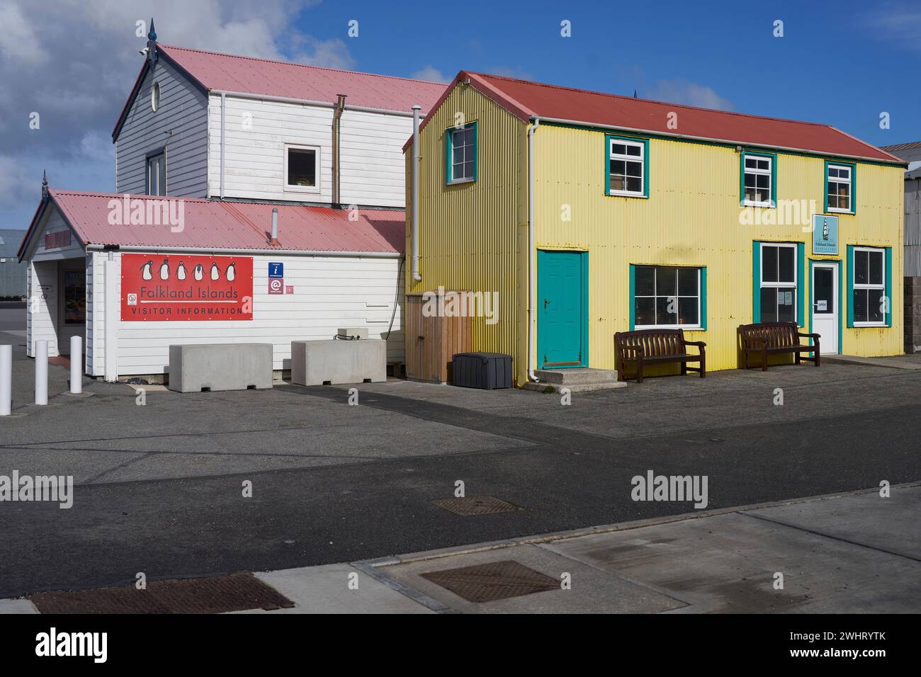 Colourful buildings in the small town of Stanley, capital of the ...