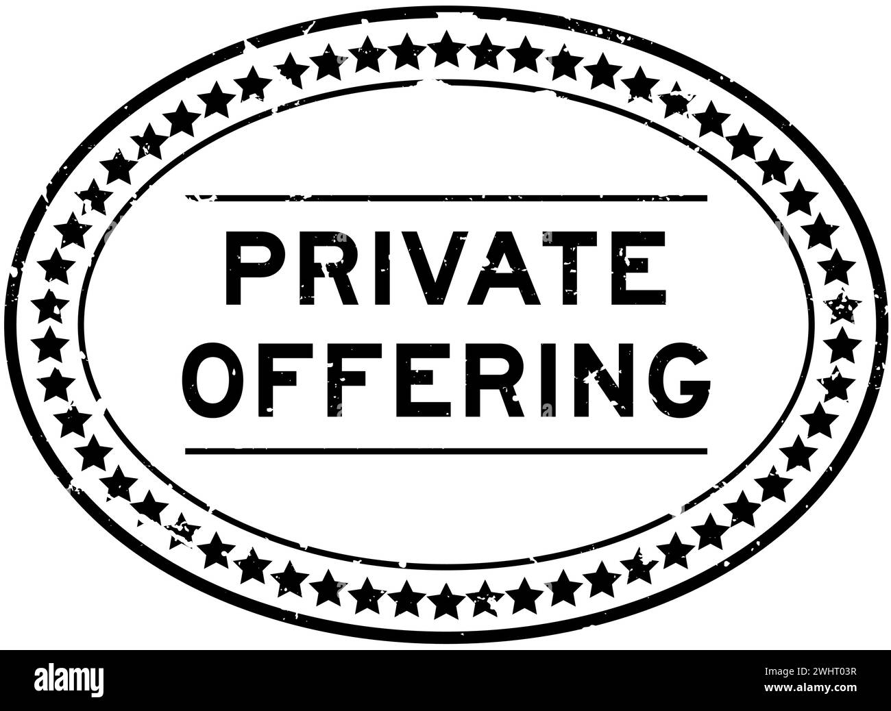 Grunge black private offering word oval seal stamp on white background ...