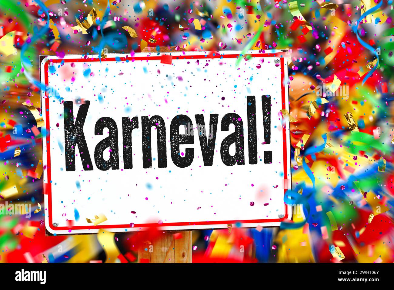 February 11, 2024: Carnival Lettering on a sign surrounded by party ...
