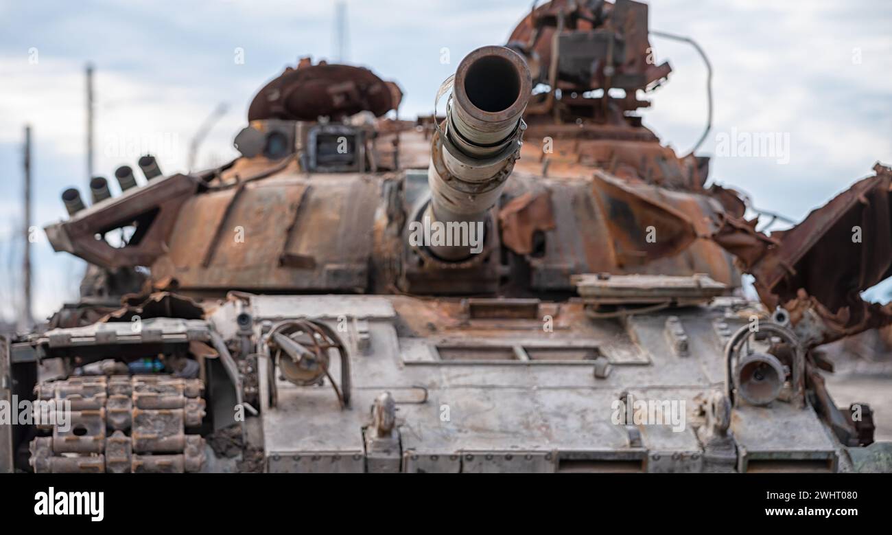Damaged military tank on a city street in Ukraine Stock Photo - Alamy