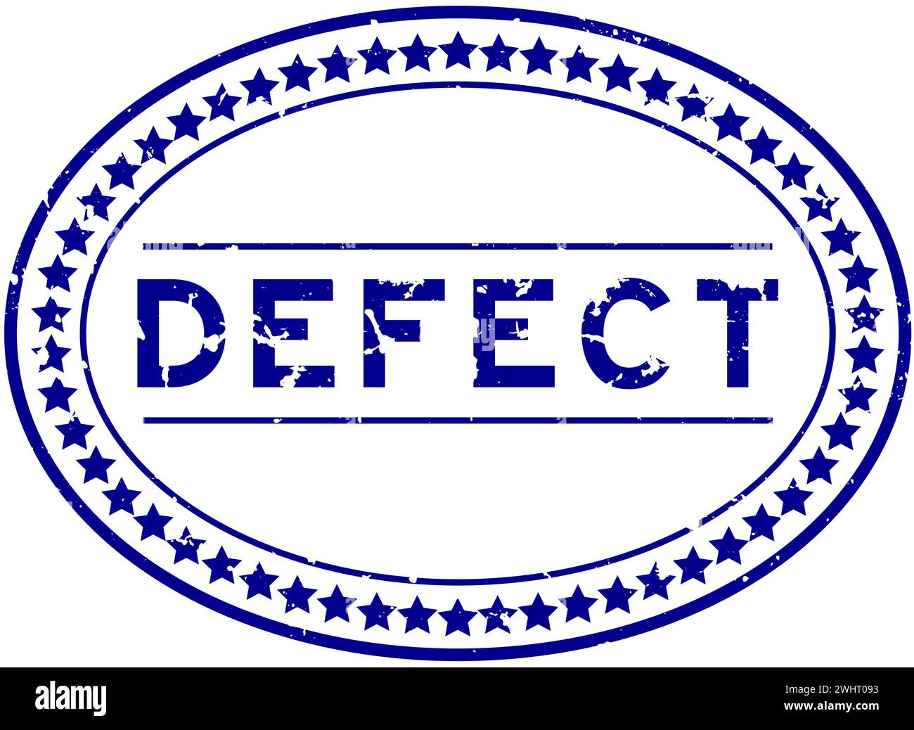 Grunge blue defect word oval rubber seal stamp on white background ...