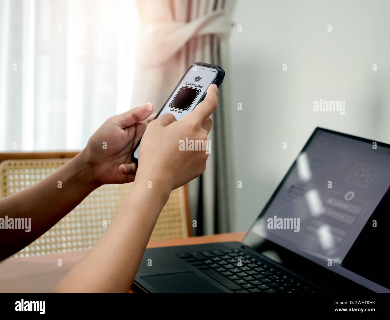 QR Code, multi factor authentication security concept. Digital scanner ... QR Code, multi factor authentication security concept. Digital scanner ...