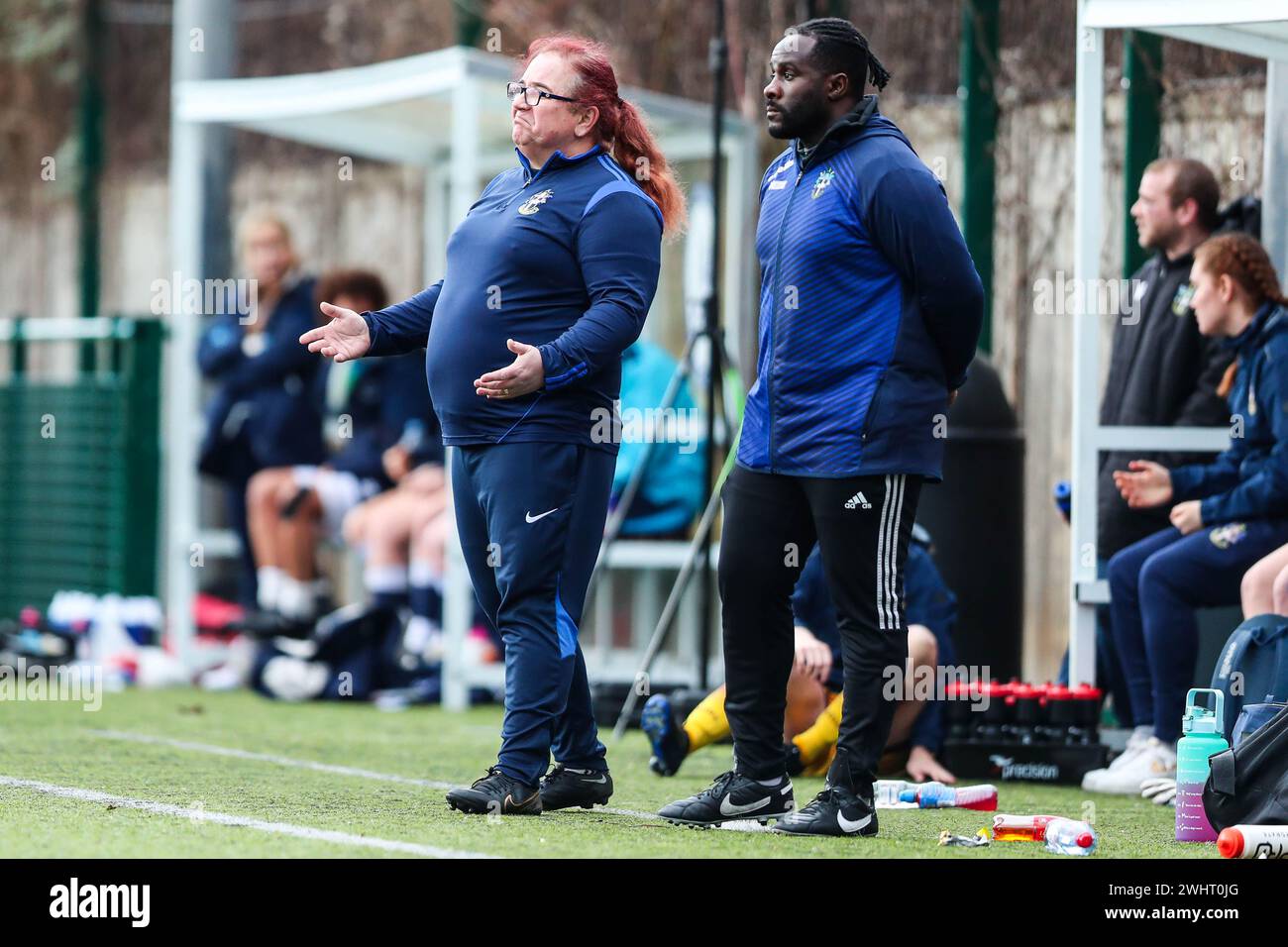 Sutton United Manager Lucy Clark (left) during the LSE Regional Premier ...