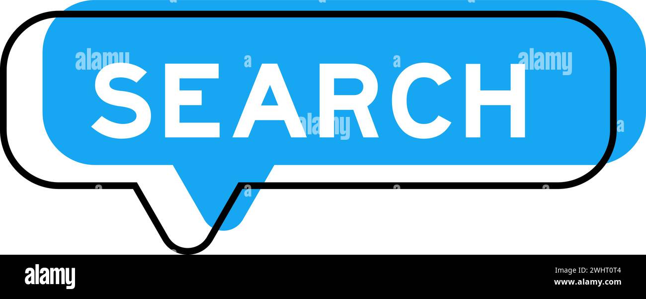 Speech banner and blue shade with word search on white background Stock ...