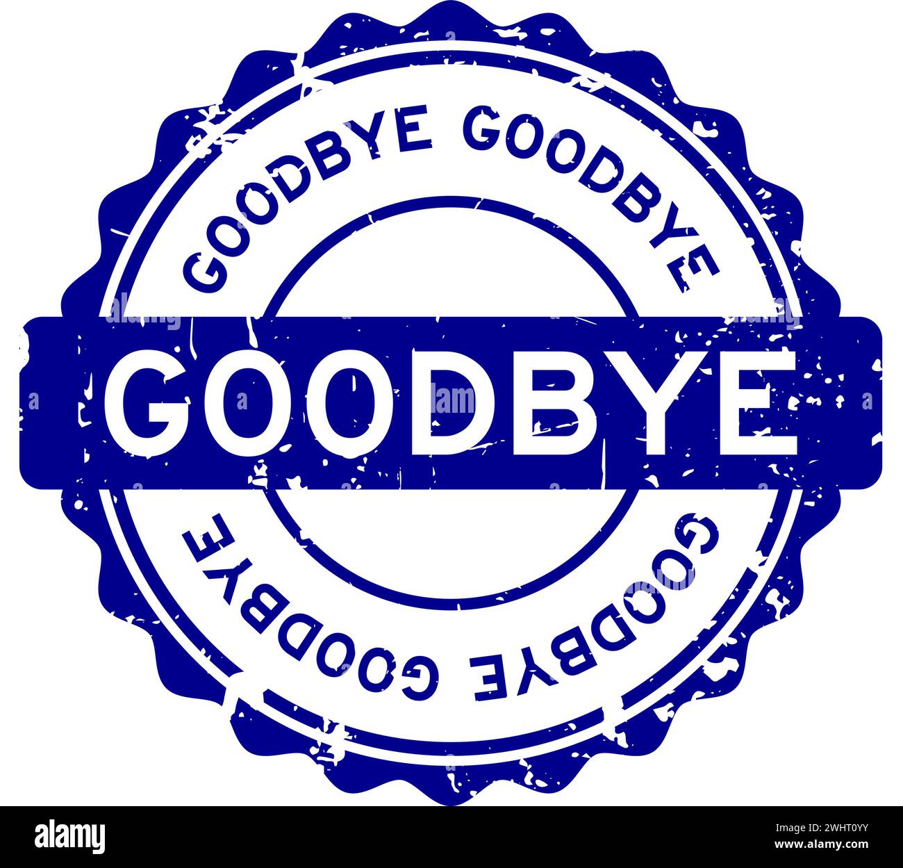 Grunge blue goodbye word round rubber seal stamp on white background ...