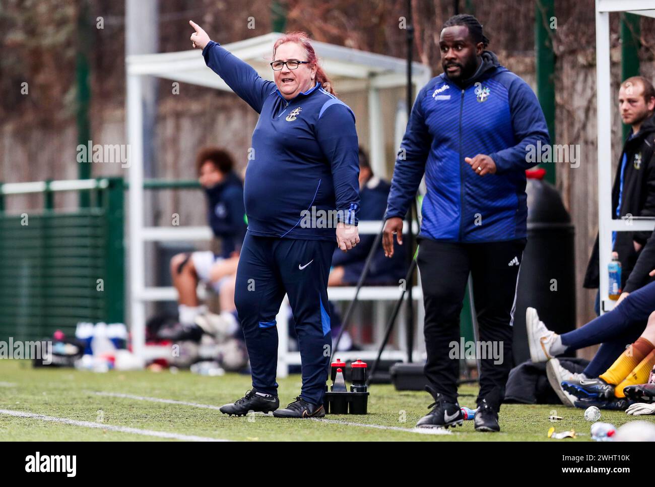 Sutton United Manager Lucy Clark (left) during the LSE Regional Premier ...