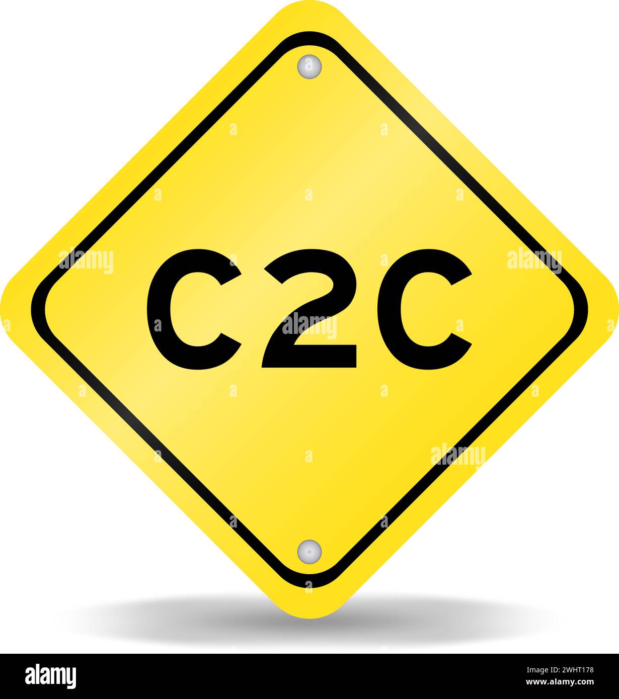 Yellow color transportation sign with word C2C (Abbreviation of ...
