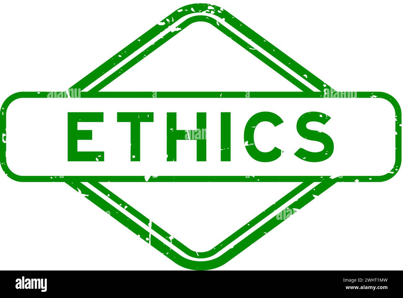 Grunge green ethics word rubber seal stamp on white background Stock ...