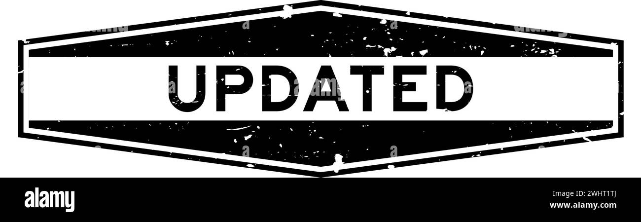 Grunge black updated word hexagon rubber seal stamp on white background ...