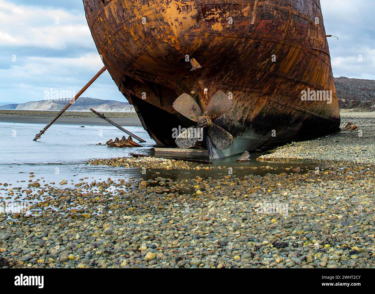 Aground ship at cabo san pablo beach, argentina Stock Photo - Alamy