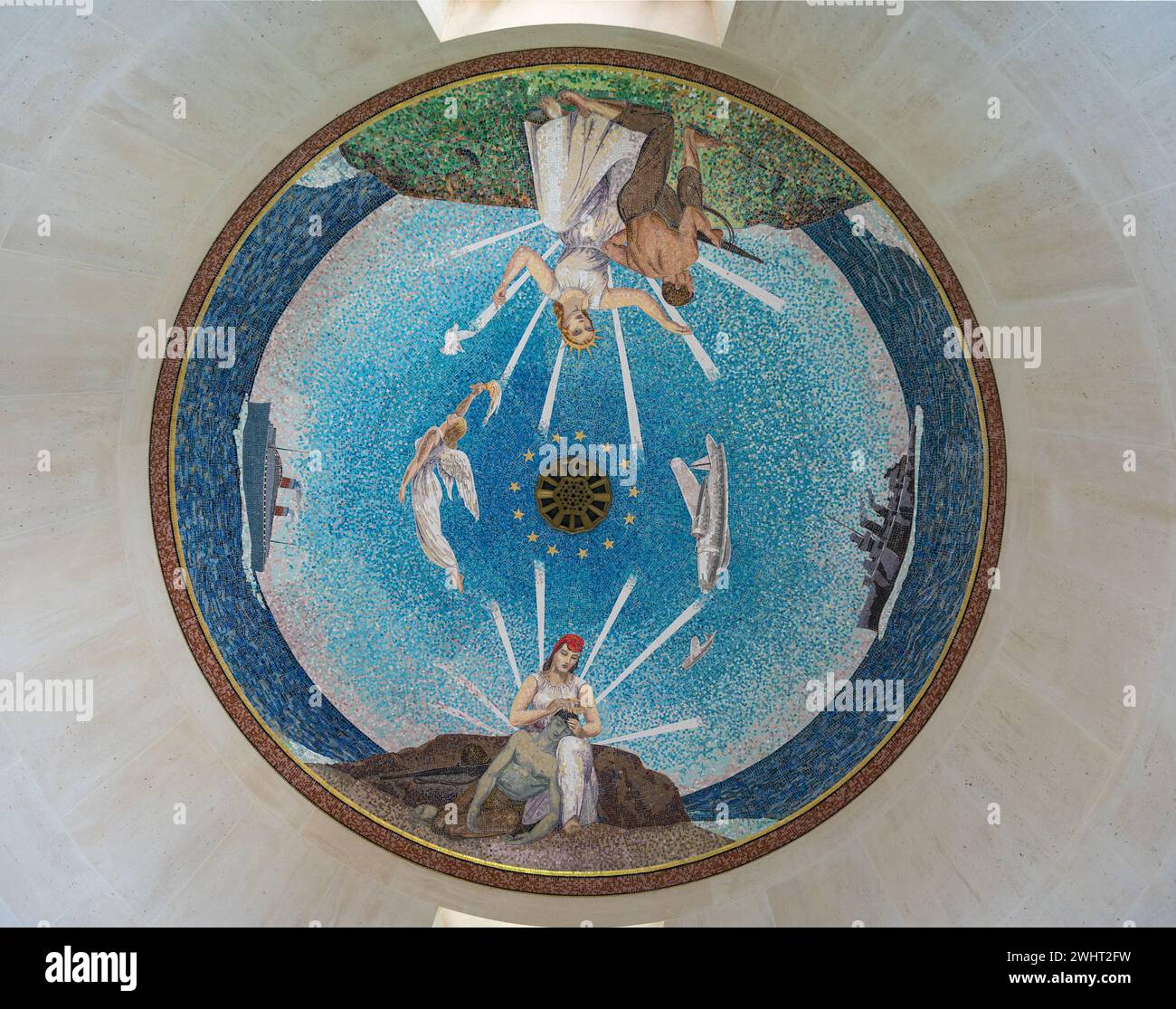 Detail of the decorative mosaic ceiling in the Chapel in the American ...