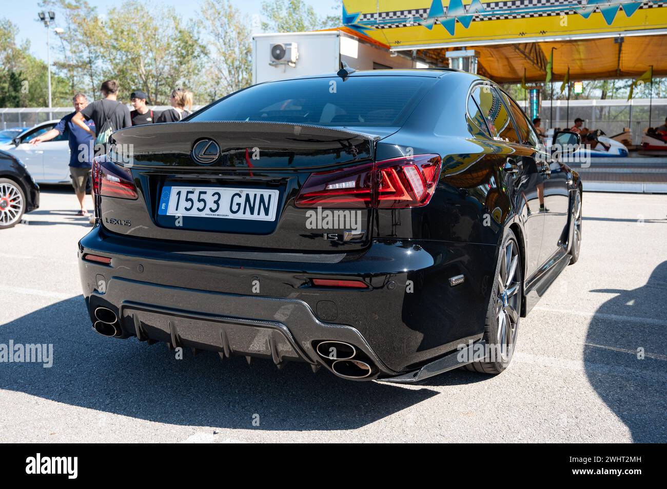 Rear view of a modern Japanese luxury sports car, the black Lexus IS F ...