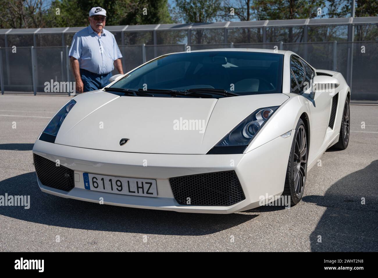 Front view of pearl white Lamborghini Gallardo Italian supercar Stock ...