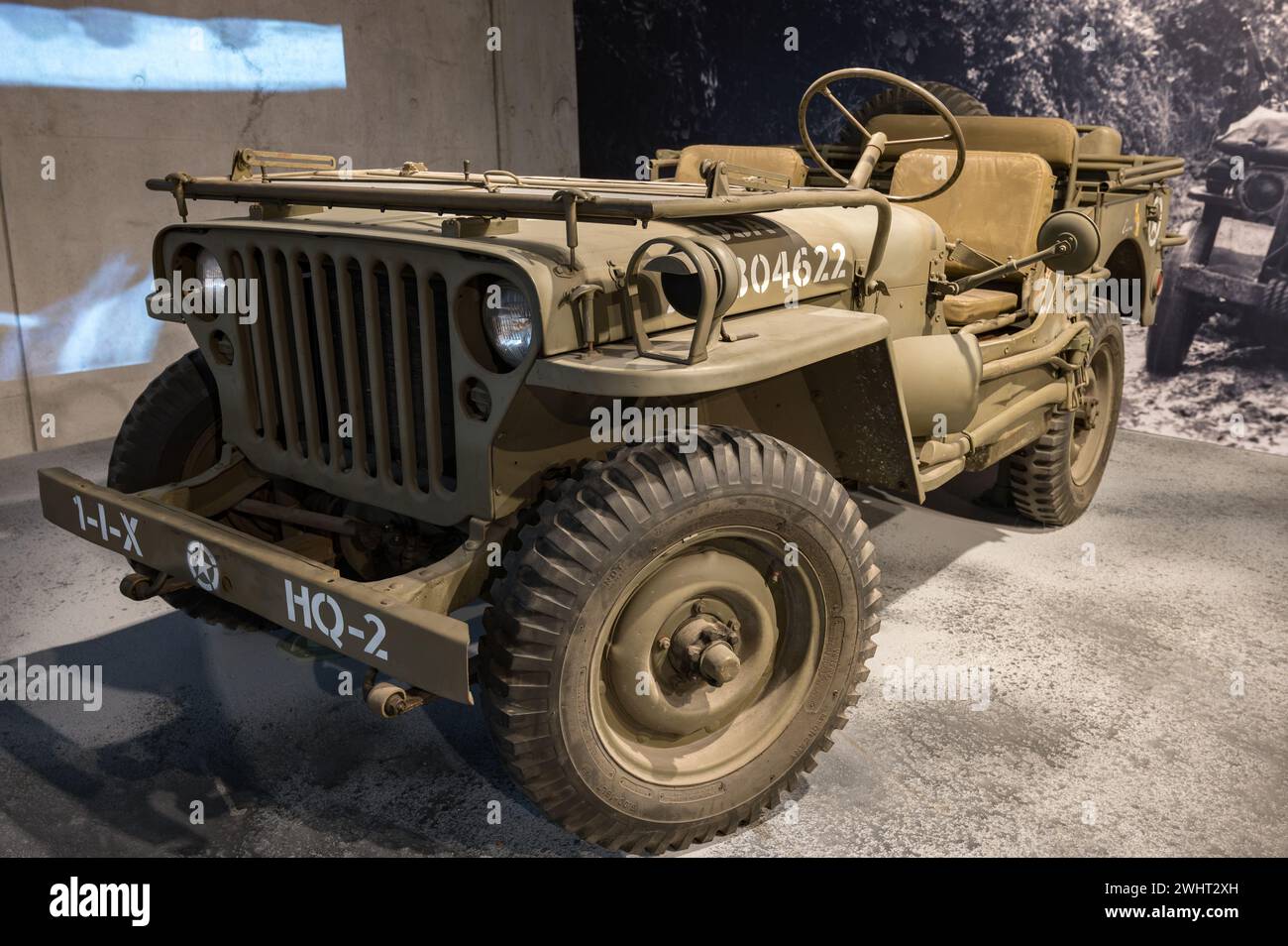 Detail of the Jeep Willys MB nicknamed "Eugene the Jeep". American ...