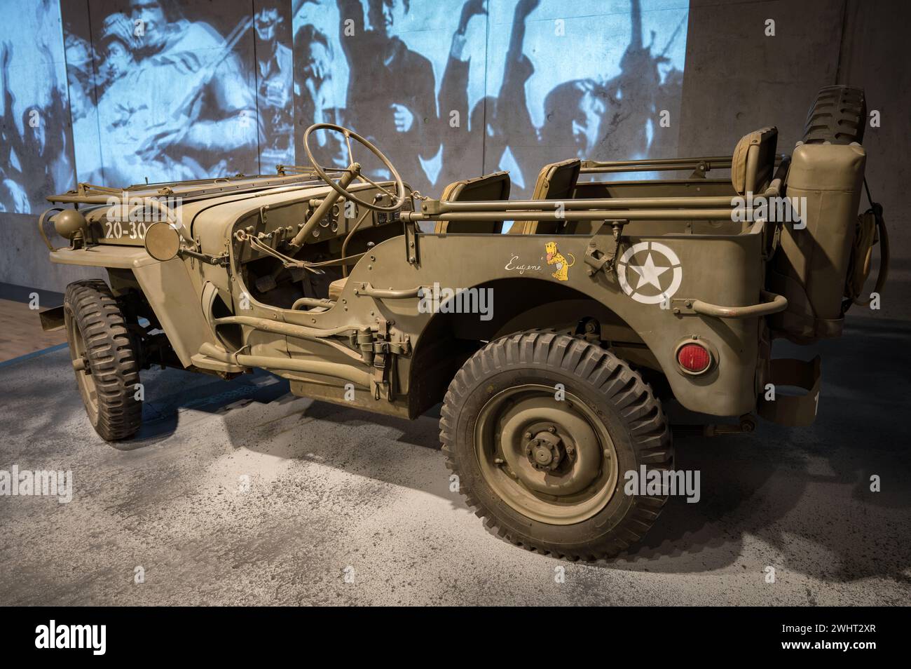 Detail of the Jeep Willys MB nicknamed "Eugene the Jeep". American ...
