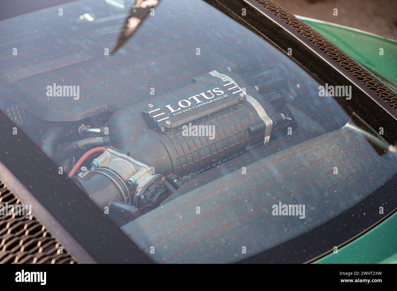 Detail of the central engine of a Lotus Exige Stock Photo - Alamy