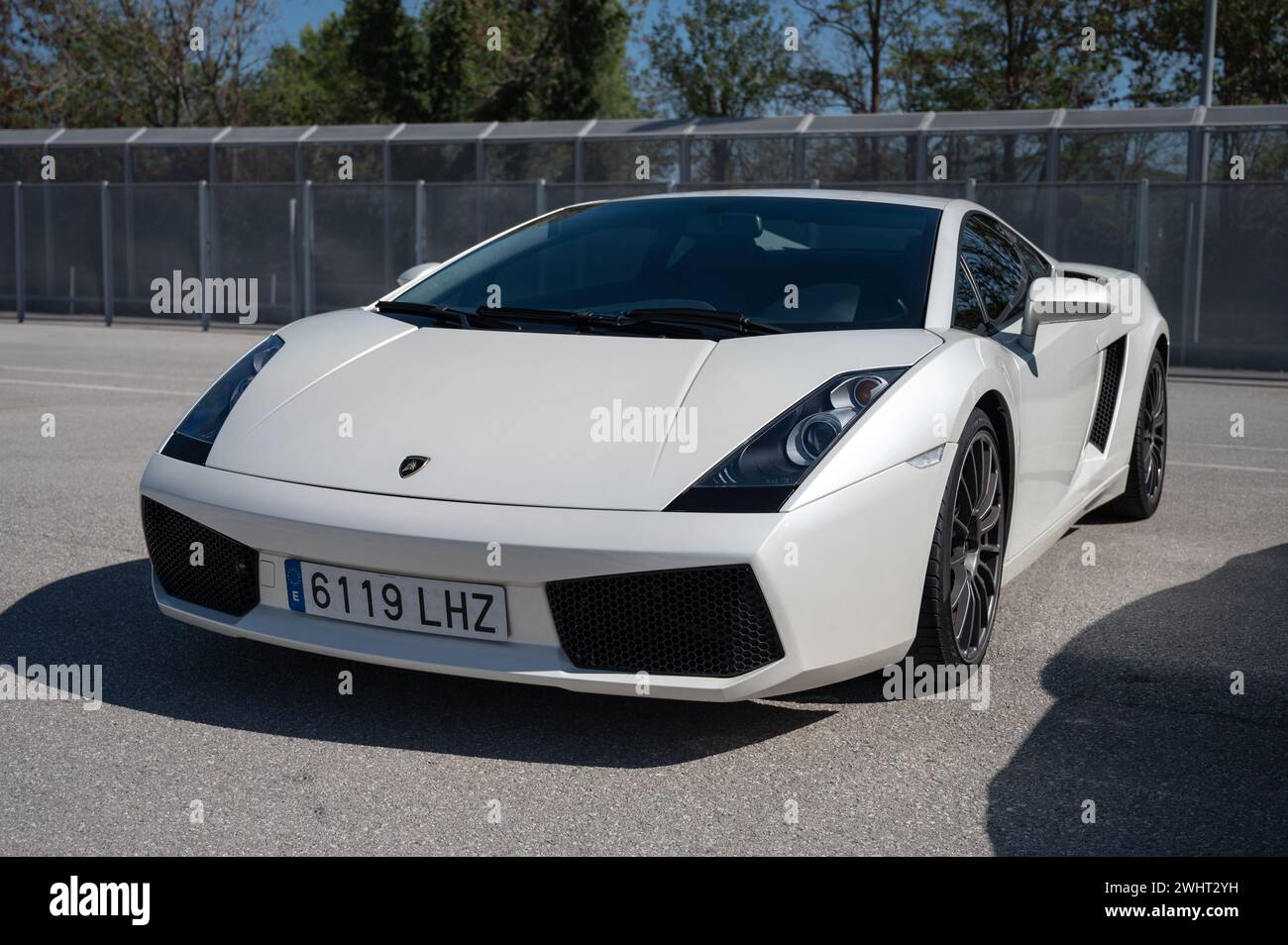 Front view of pearl white Lamborghini Gallardo Italian supercar Stock ...