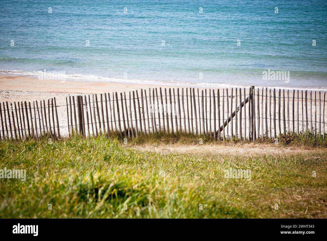 Wooden fence at Northern beach in France Stock Photo - Alamy