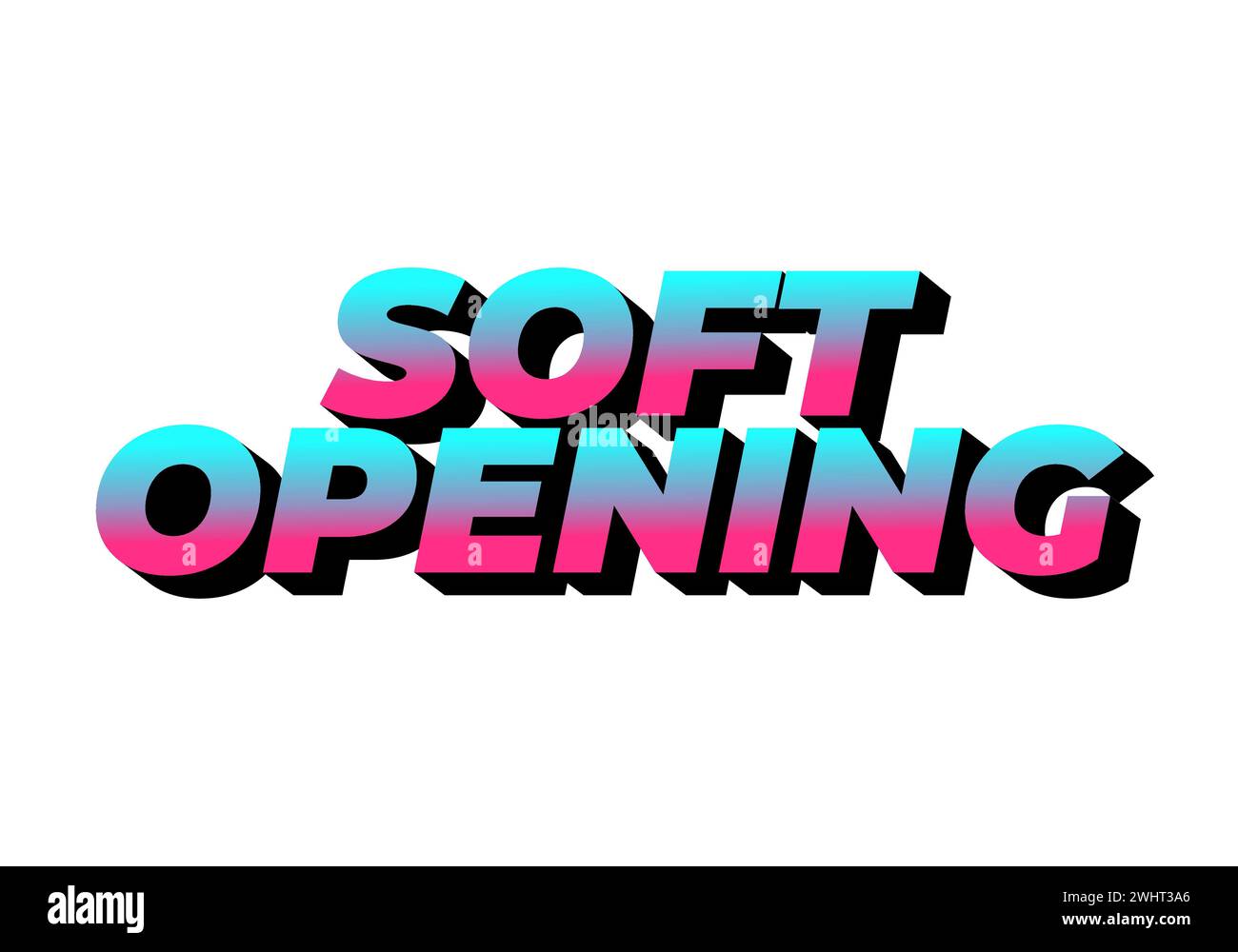 Soft opening. Text effect design in 3D look and eye catching colors ...