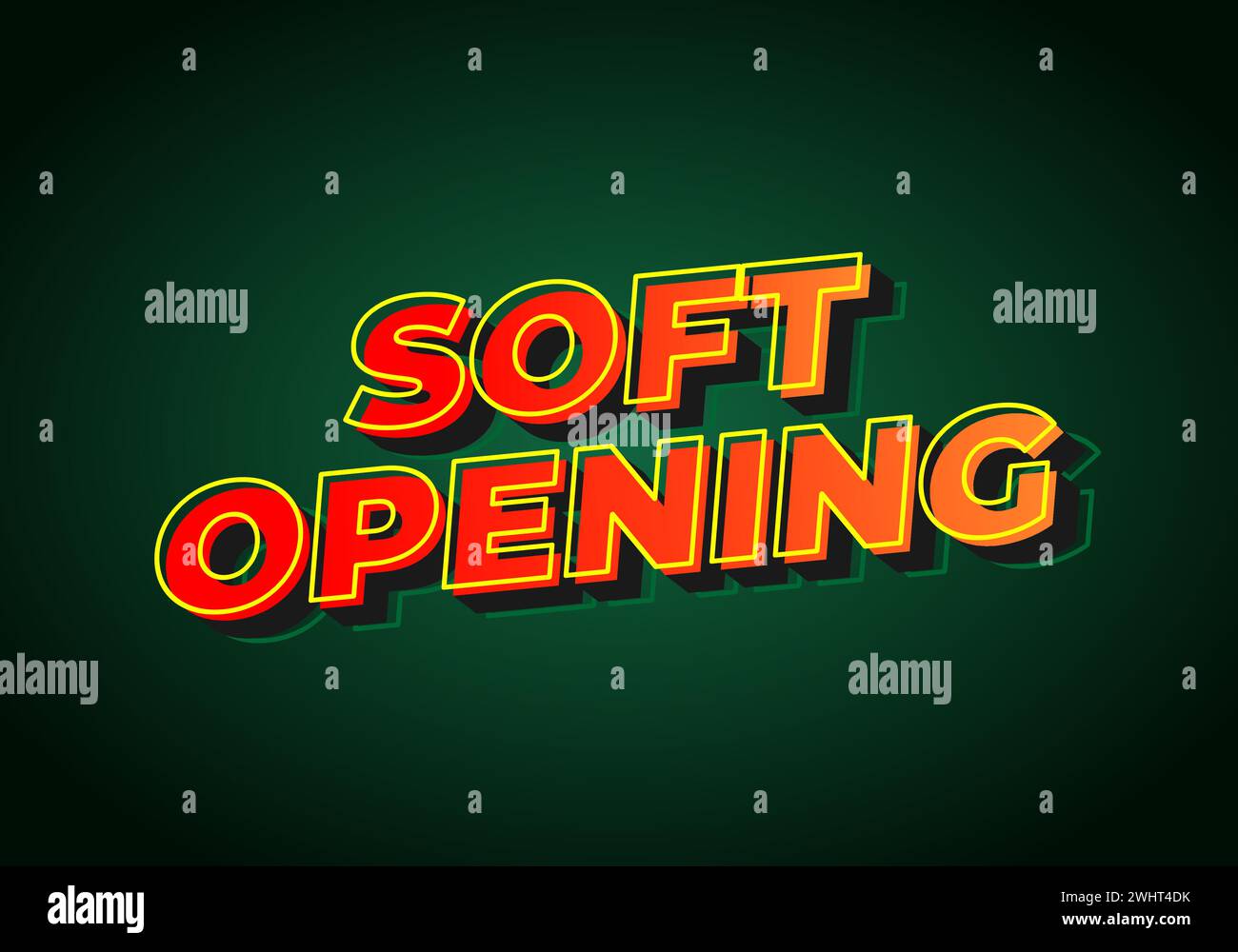 Soft opening. Text effect design in 3D look and eye catching colors ...