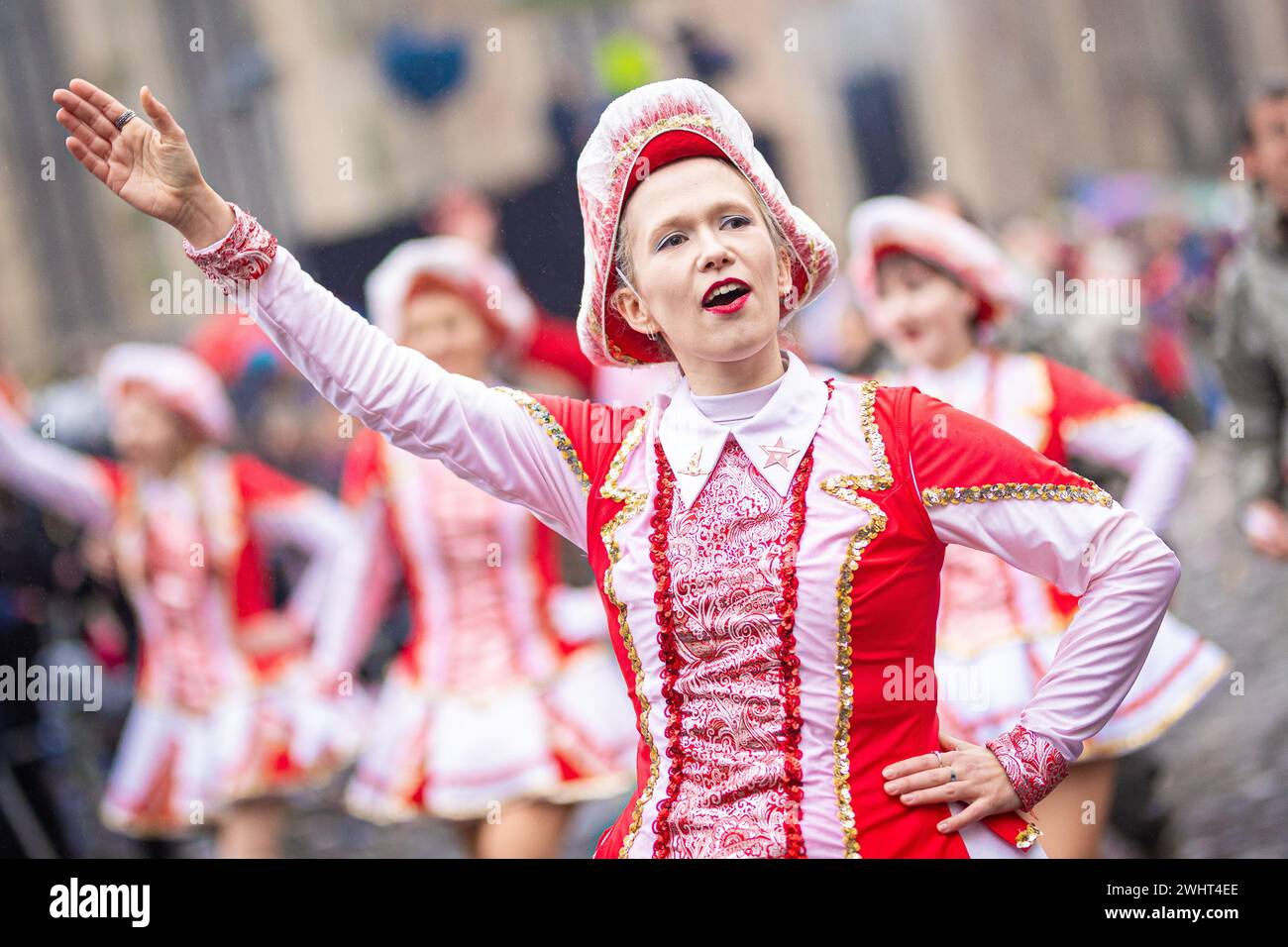 Brunswick, Germany. 11th Feb, 2024. A dance guard takes part in the ...