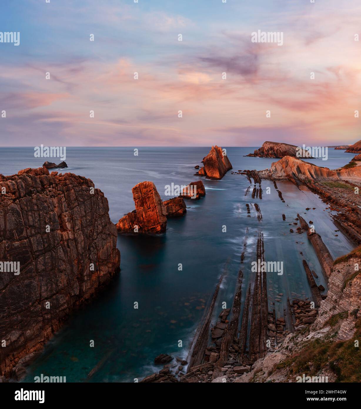 Evening Atlantic ocean coastline near Portio Beach Stock Photo - Alamy