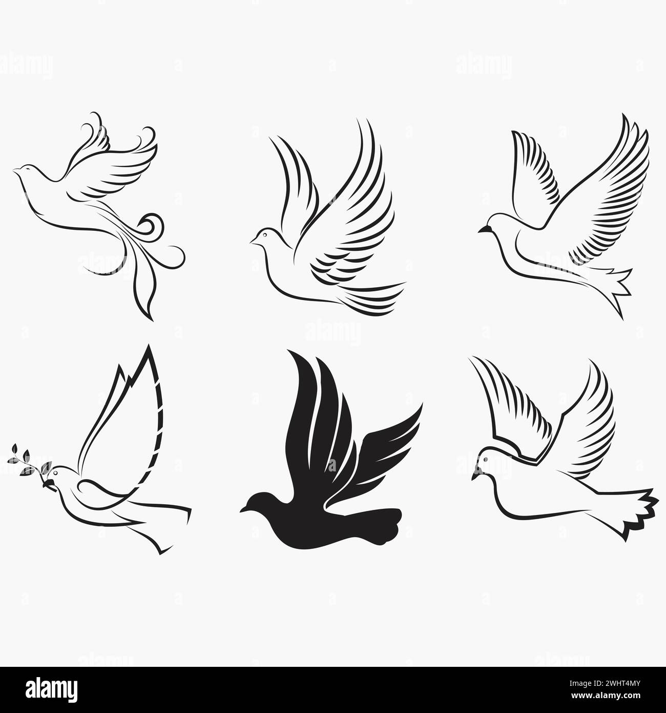 vector image illustration of a collection of dove logos Stock Vector ...