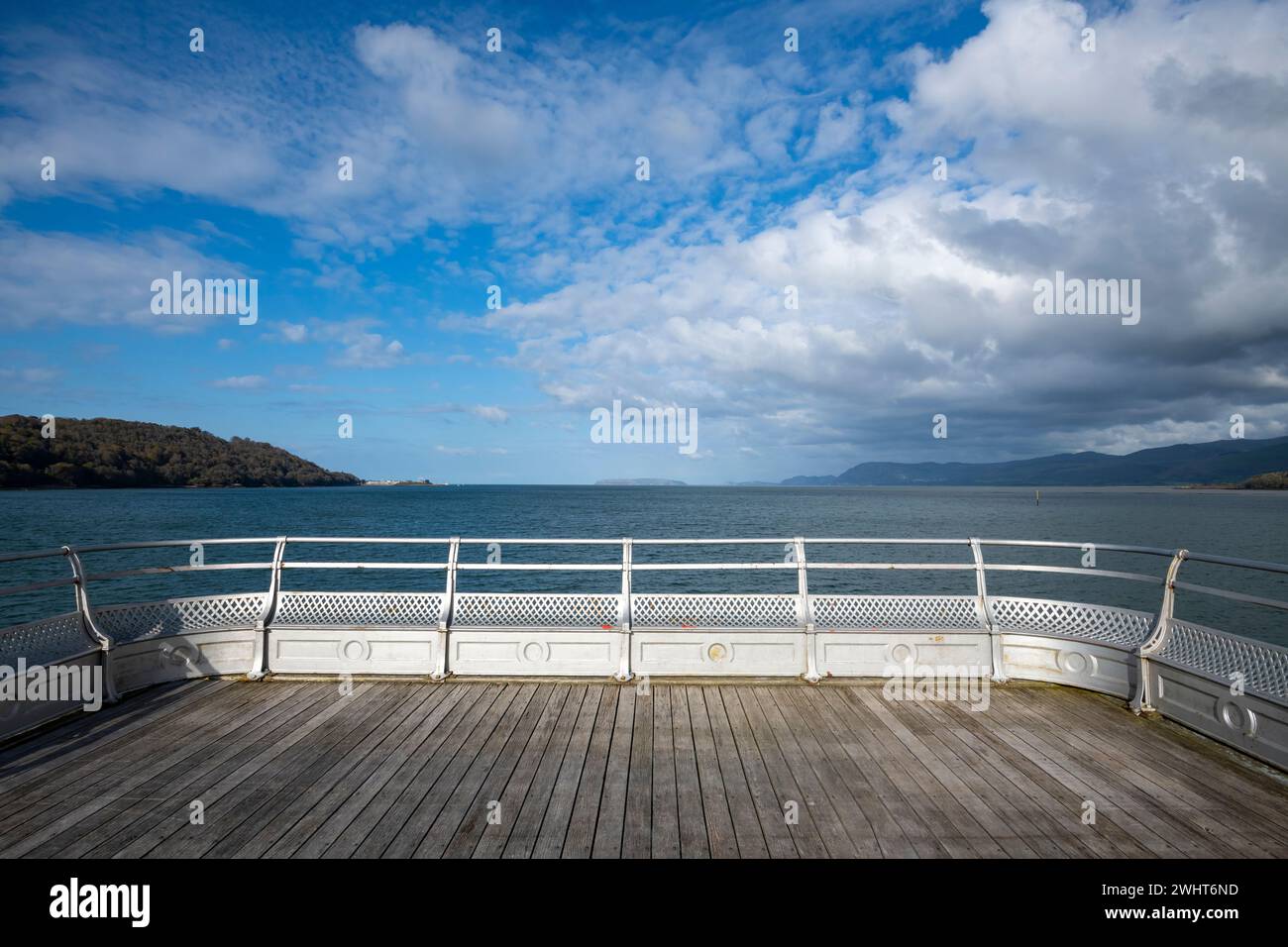 View of the Menai Strait from Garth Pier, Bangor, North Wales Stock ...