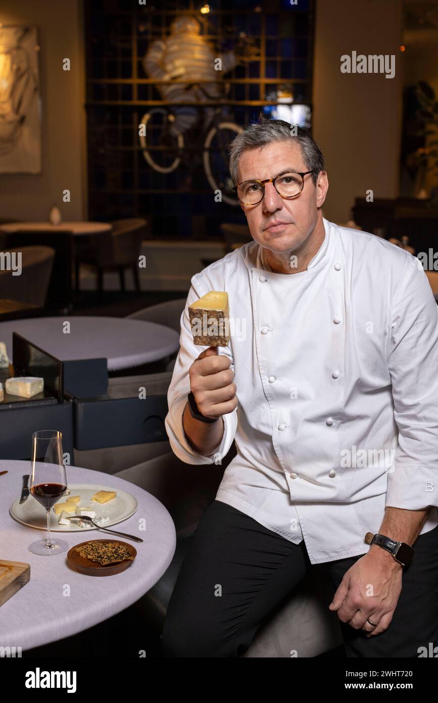 Portraits of Claude Bosi with the cheese trolly and cheeseboard at ...