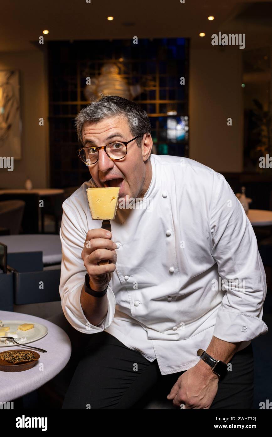 Portraits of Claude Bosi with the cheese trolly and cheeseboard at ...