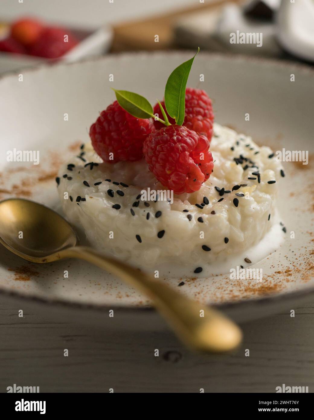 Raspberry Sticky Rice. Sticky rice cooked with coconut milk with fresh ...