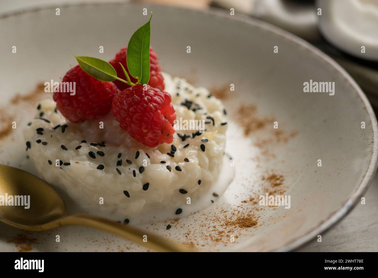 Raspberry Sticky Rice. Sticky rice cooked with coconut milk with fresh ...