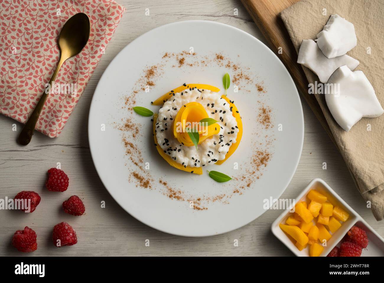 Mango Sticky Rice. Sticky rice cooked with coconut milk with fresh ...