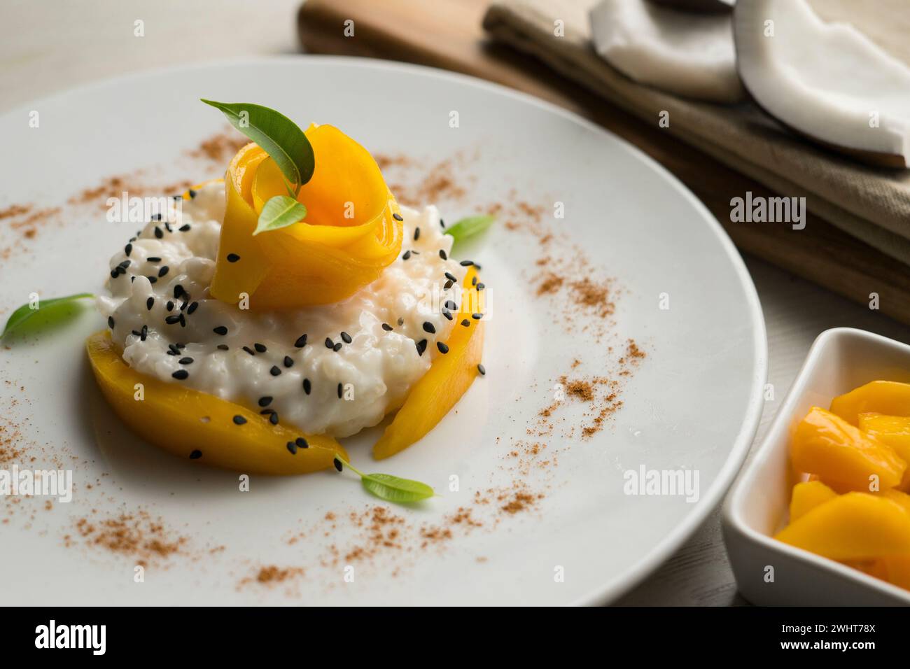 Mango Sticky Rice. Sticky rice cooked with coconut milk with fresh ...