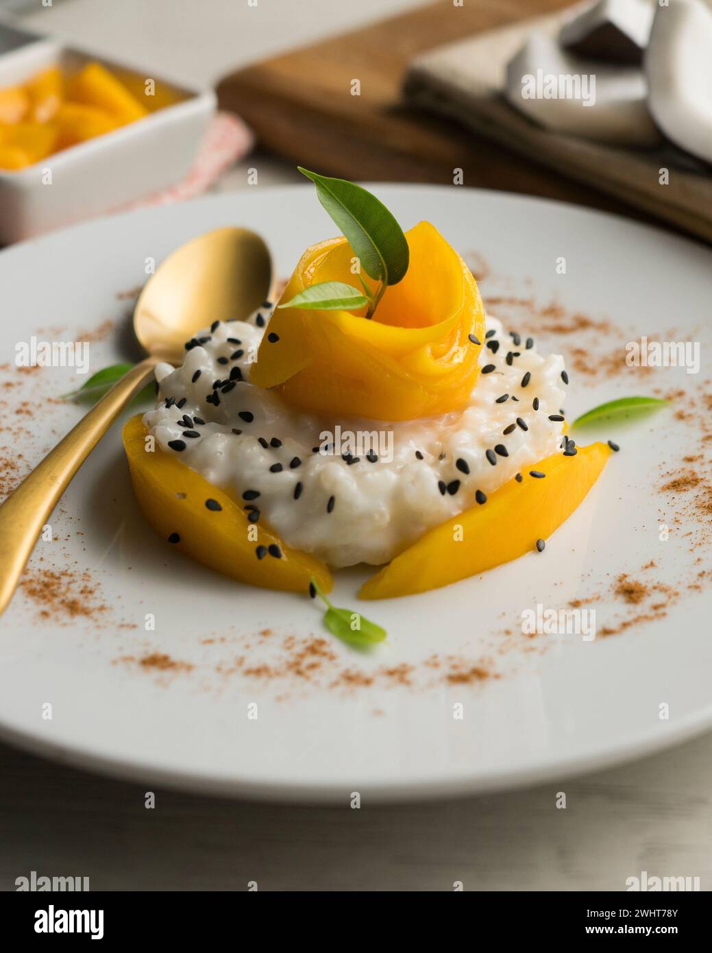 Mango Sticky Rice. Sticky rice cooked with coconut milk with fresh ...