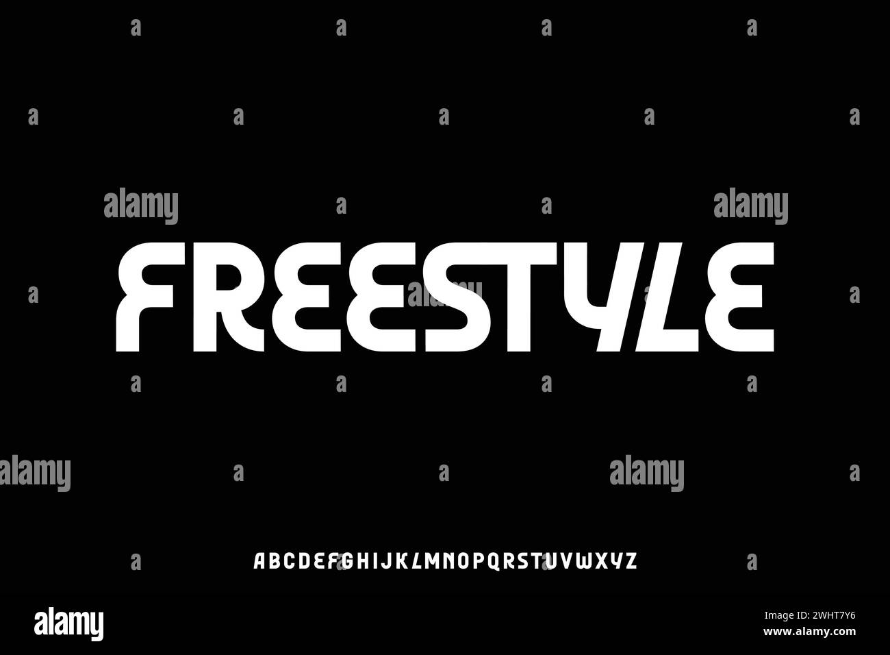 Unique decorative sans serif alphabet display font vector. Freestyle ...