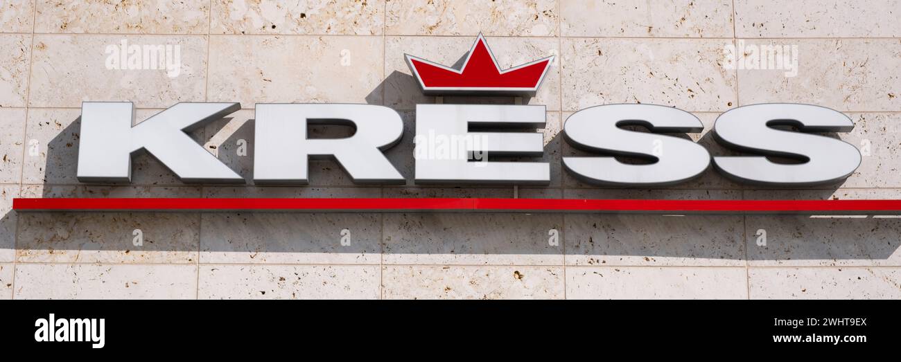 Sign and logo of textile shop Kress Stock Photo - Alamy
