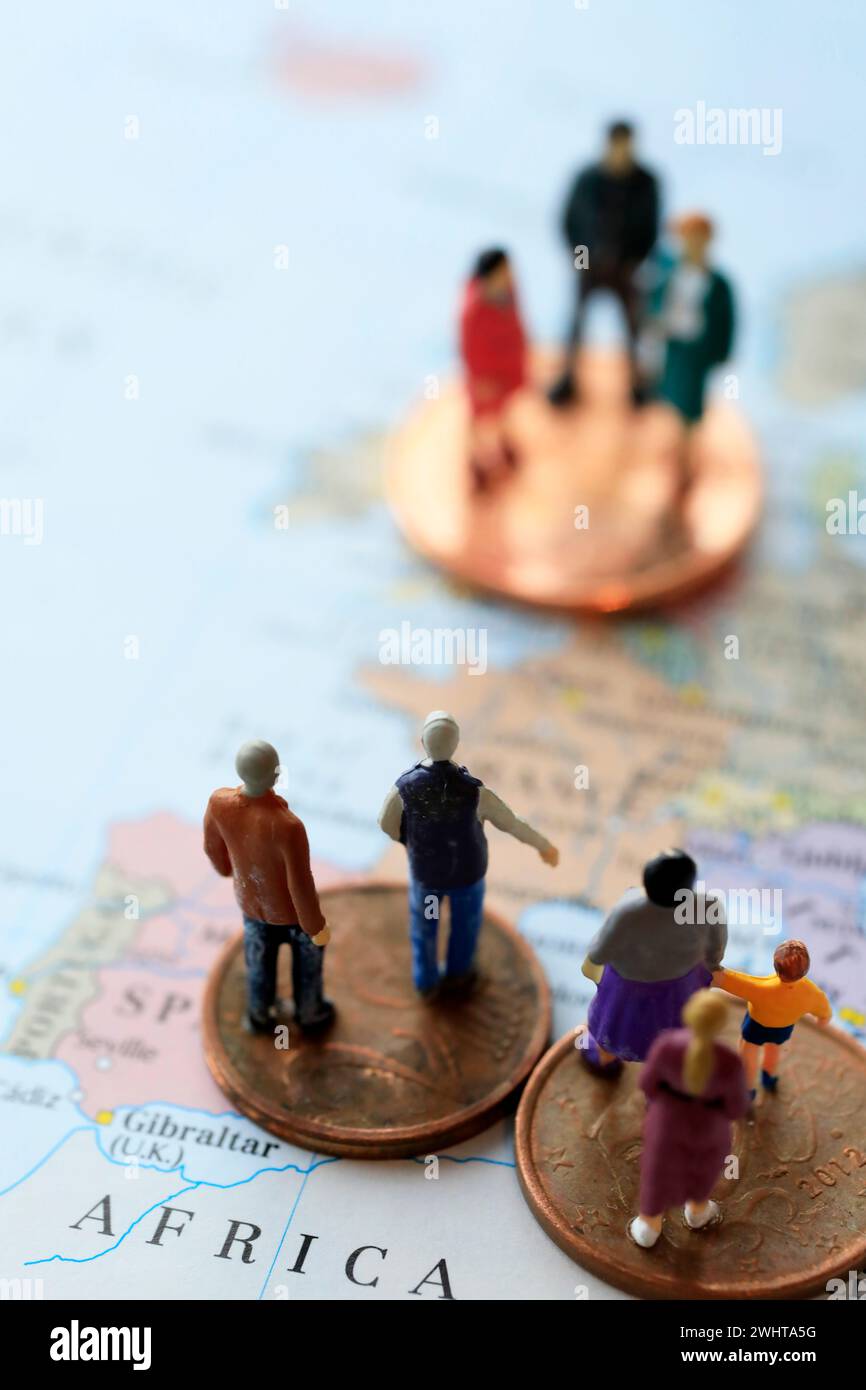 A map and model figures representing immigration to Europe Stock Photo ...