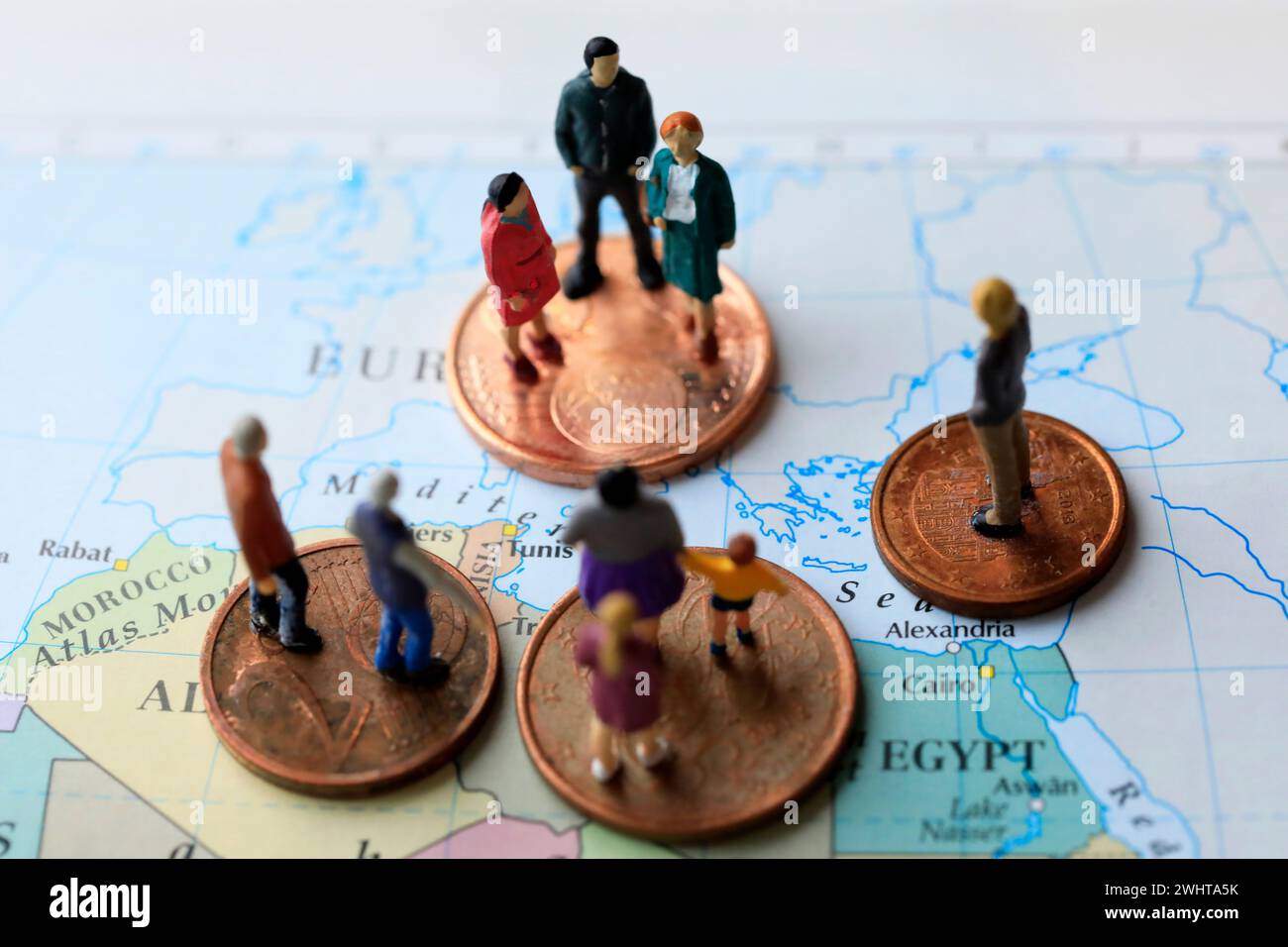 A map and model figures representing immigration to Europe Stock Photo ...