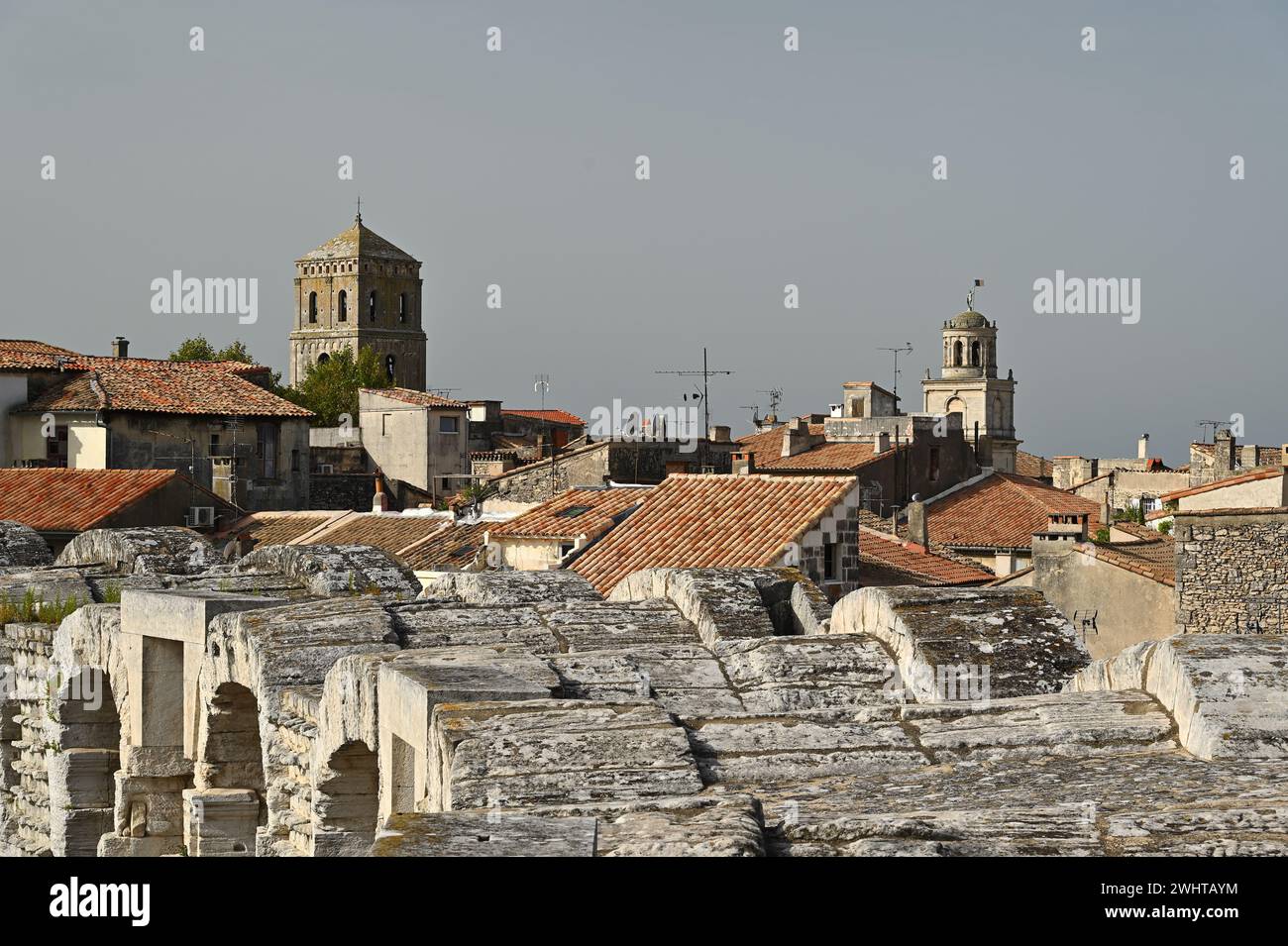 Roofs of Arles from the amphitheatre Arènes d'Arles, Arles, France ...