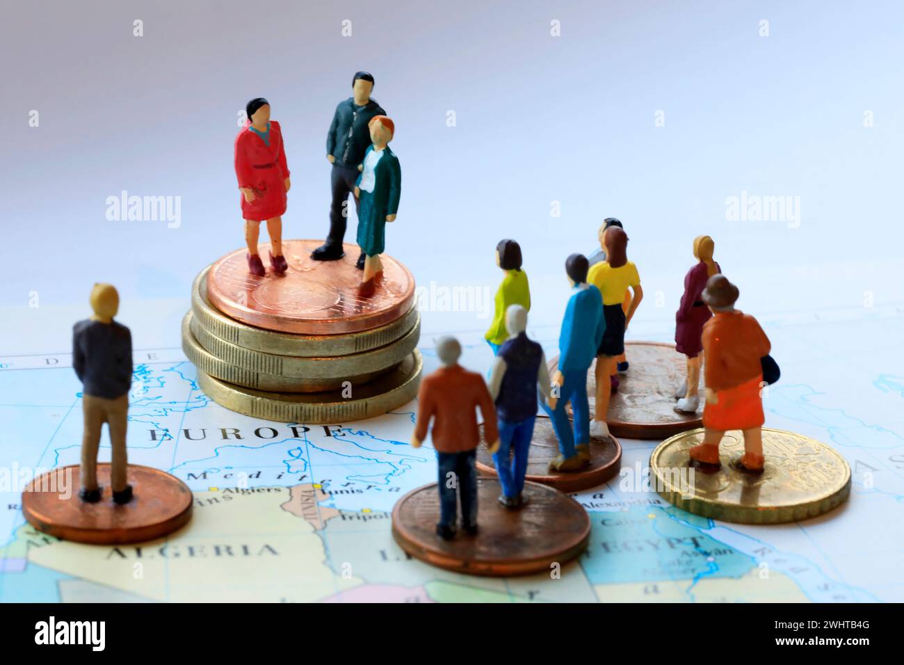 A map and model figures representing immigration to Europe Stock Photo ...