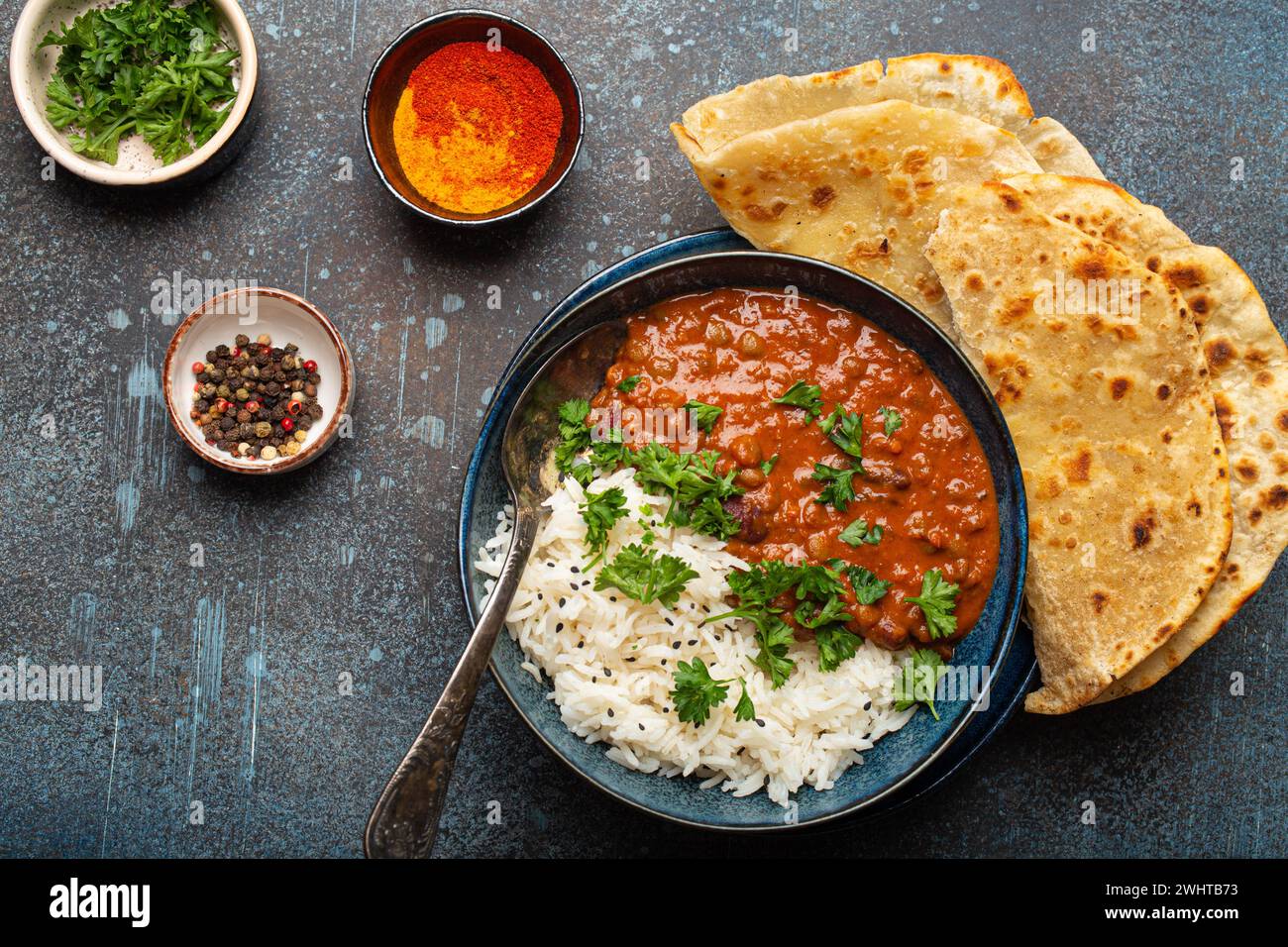 Traditional Indian Punjabi dish Dal makhani with lentils and beans in ...